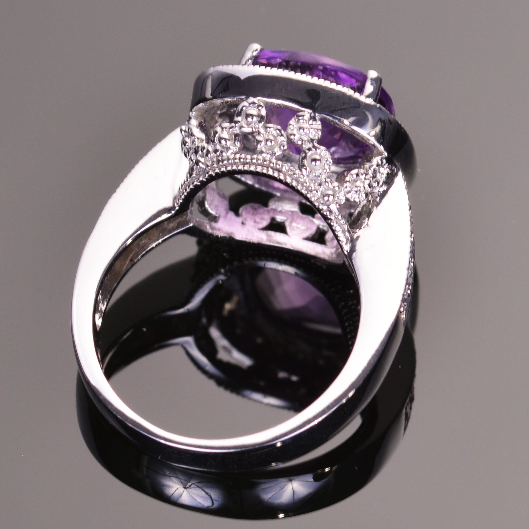 Amethyst Diamond Girl Ring in 14kt White Gold – Louis XV Jewelers